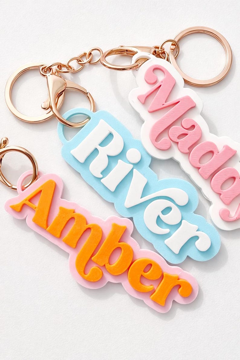 Personalized Name Keychain STL File | Layered 3D Print Design (digital ...
