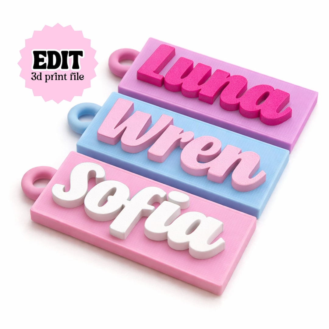 Personalized Name Keychain 3D Print File | Editable STL - Etsy