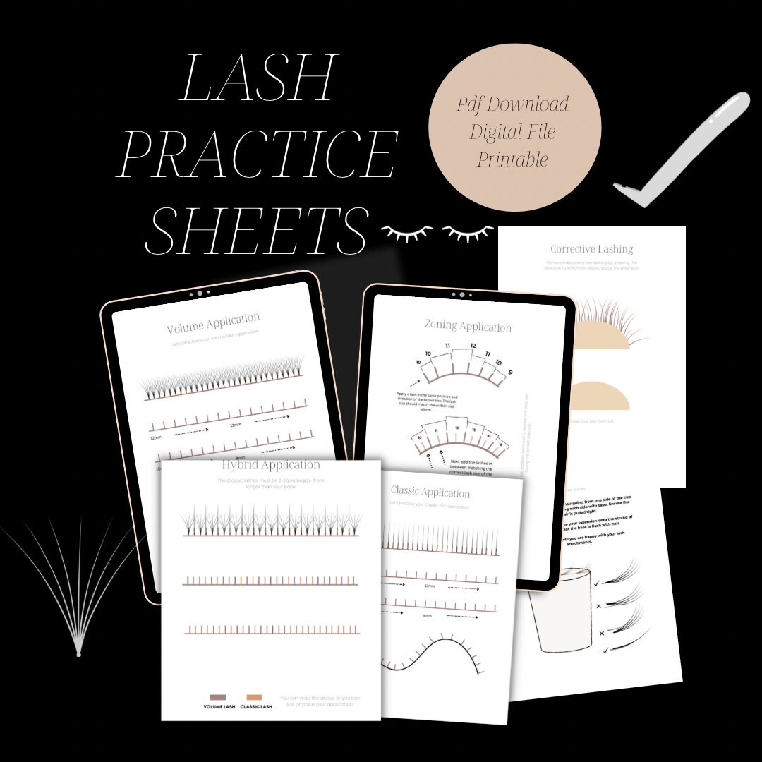 Eyelash Extensions Practice Sheets, Lash Training Sheets, Lash Workbook ...