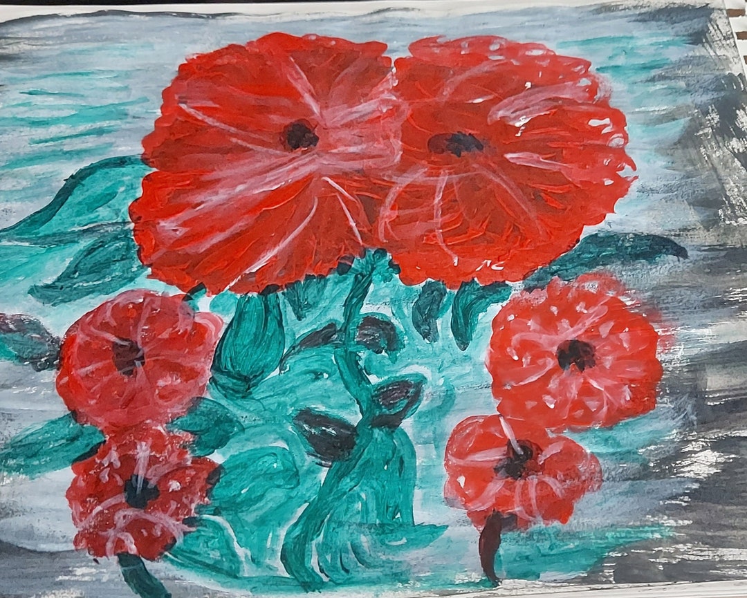 Red Rose. Flowers Painted on Drawing Paper. 11x9 - Etsy