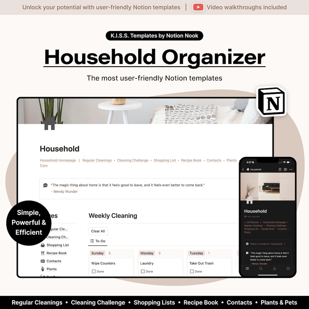 Notion Template Household Organizer, Notion Planner, Notion Clean ...