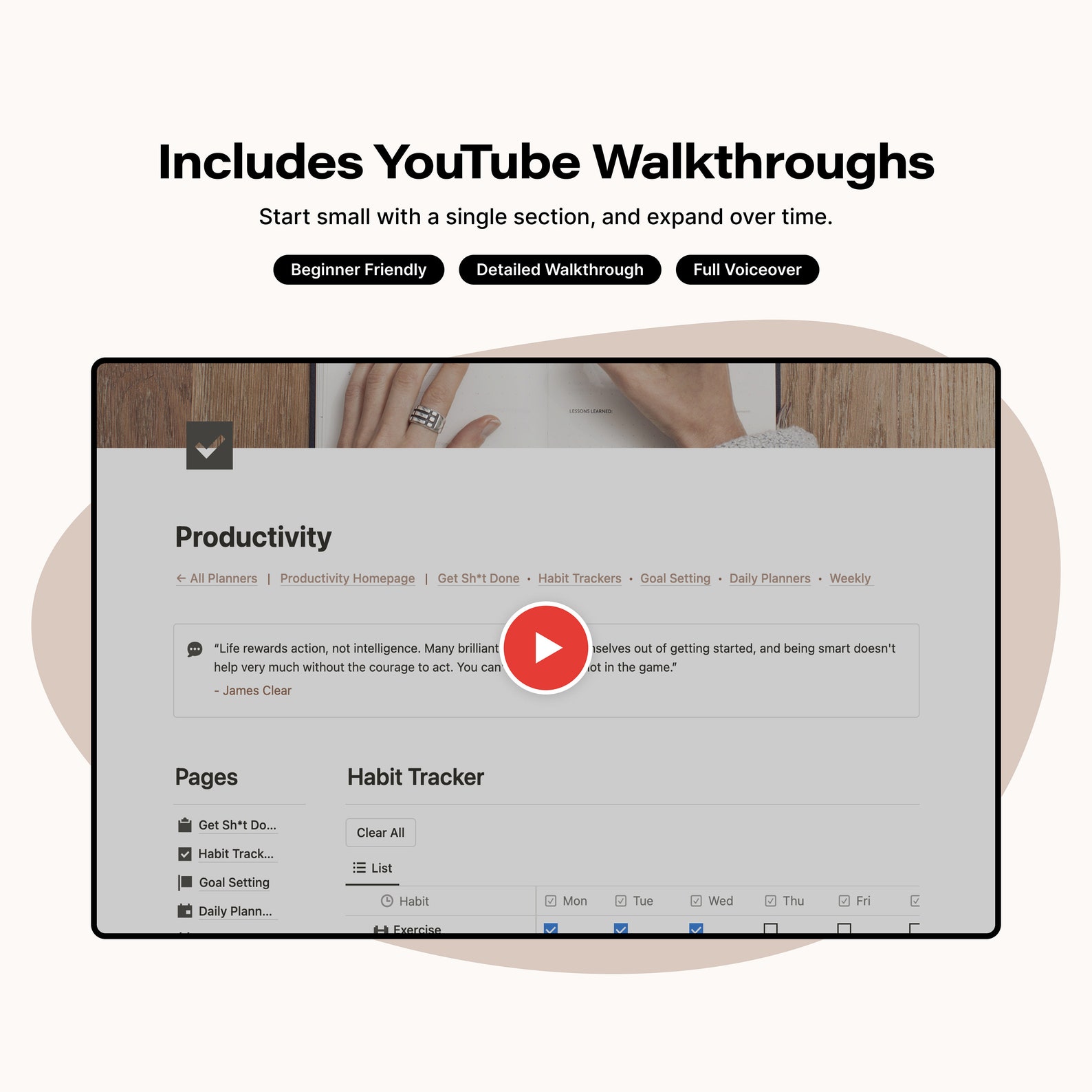 Notion Template Productivity & Habits, Notion Planner, Habit Tracker, Notion Aesthetic, Notion ...