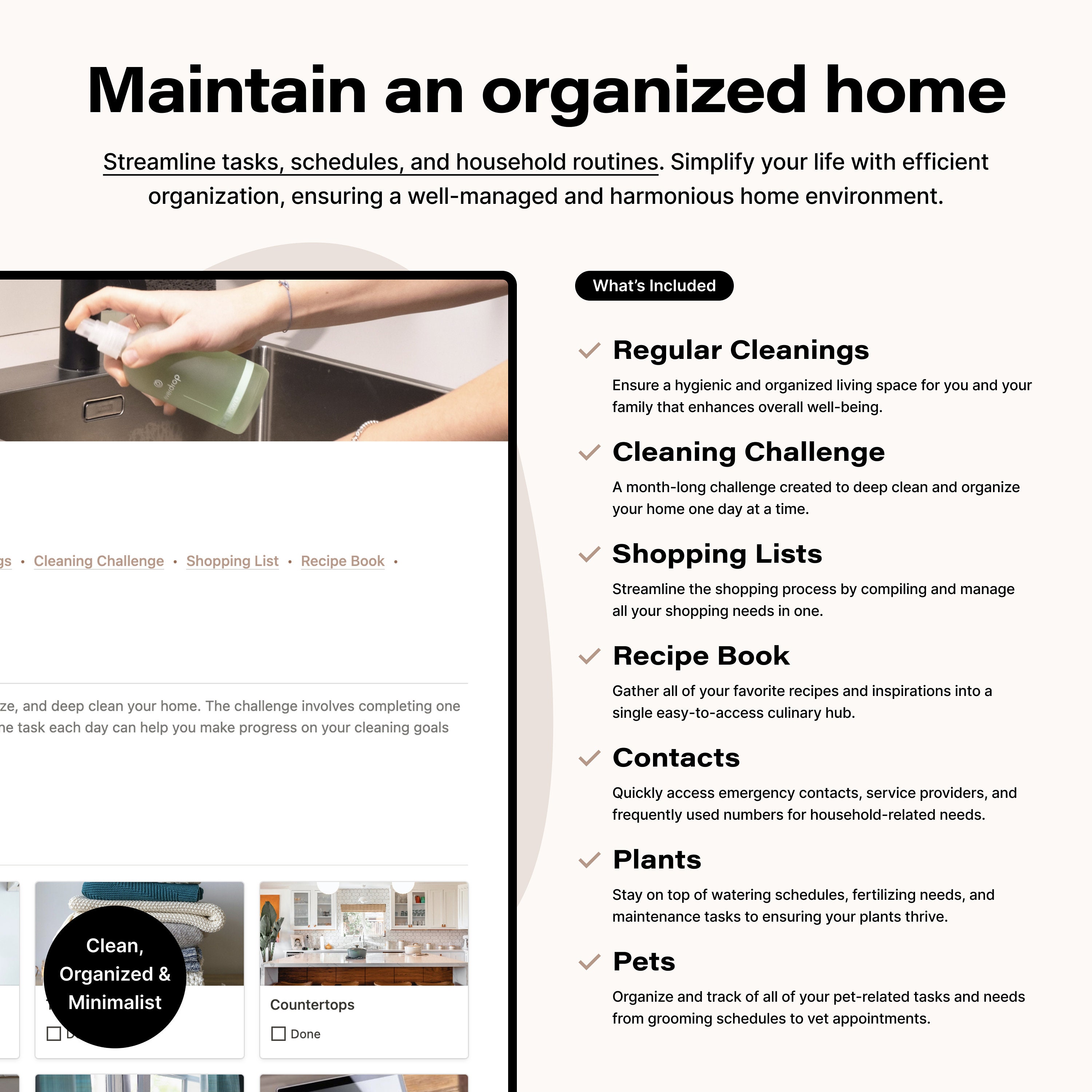 Notion Template Household Organizer, Notion Planner, Notion Clean ...