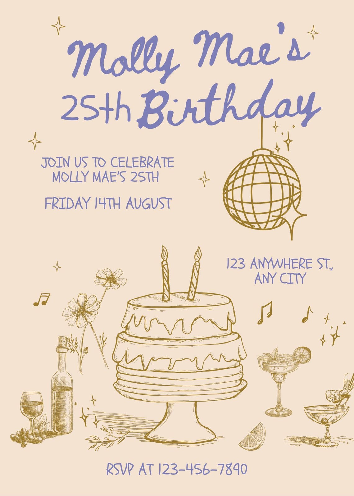 Editable Disco Birthday Invitation Retro Party Invite 70s Theme ...