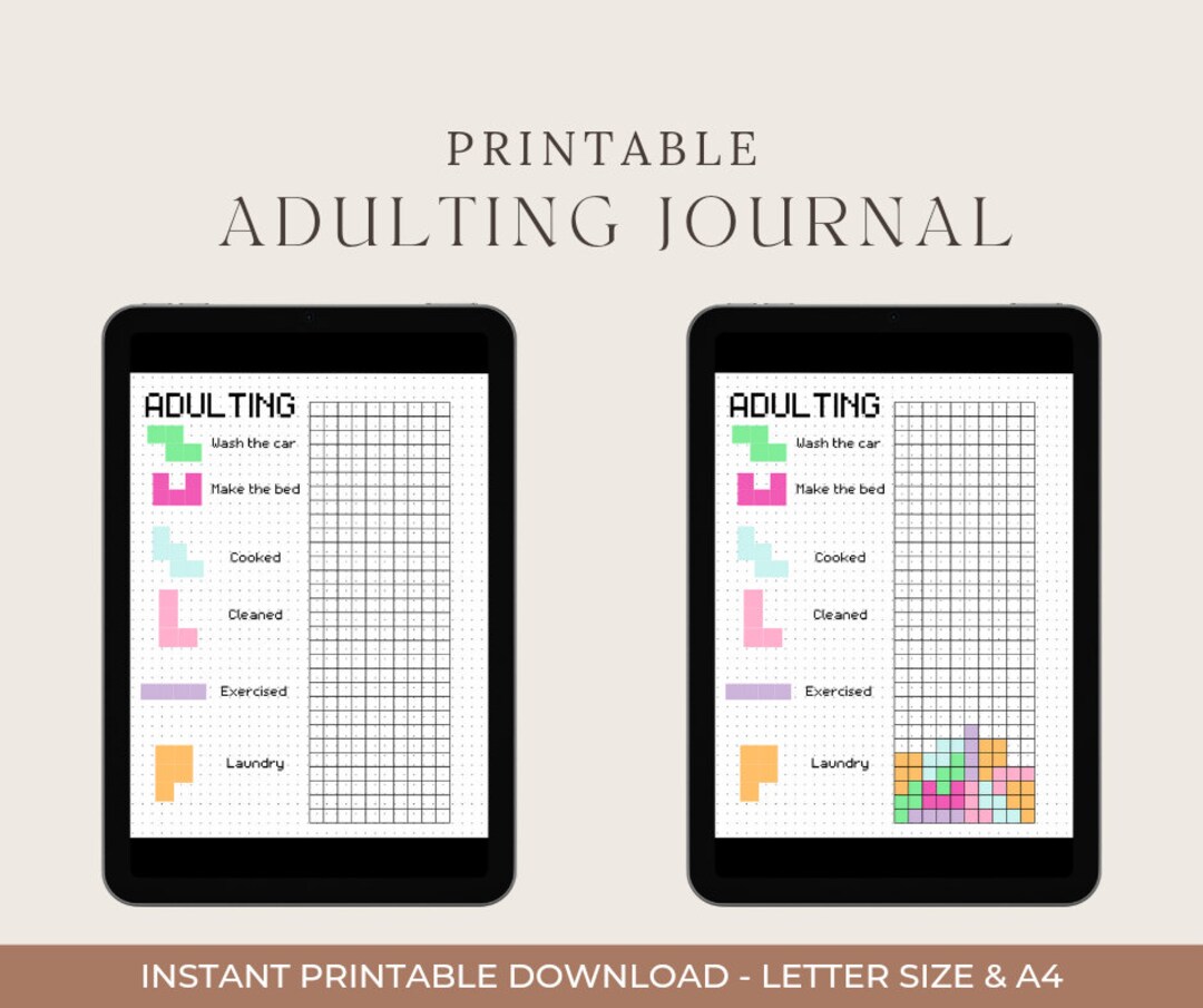 Adulting Tracker A4 A5 Journal Page PRINTABLE Tracker Monthly Tracker ...