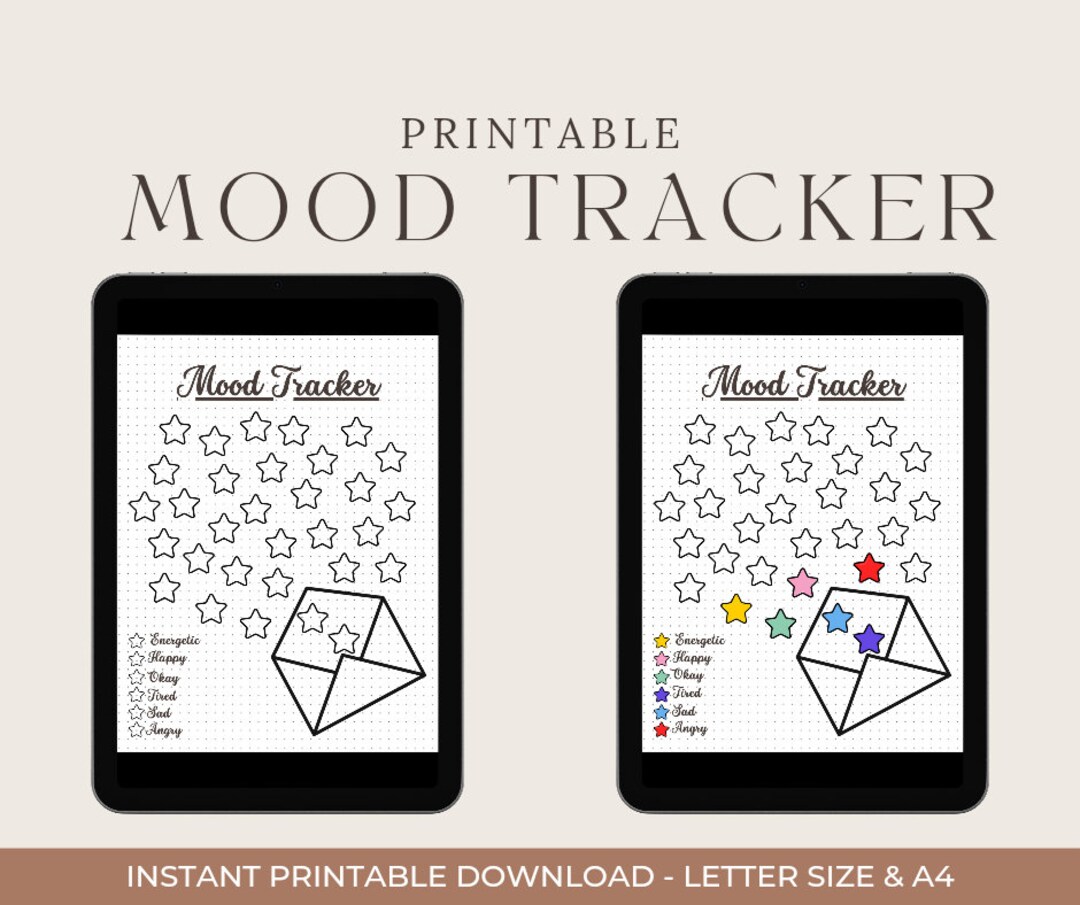 Star Mood Tracker A4 A5 Journal Page PRINTABLE Tracker Daily Tracker ...