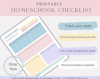 Editable Homeschool Checklist Printable, Digital Homeschool Planner ...