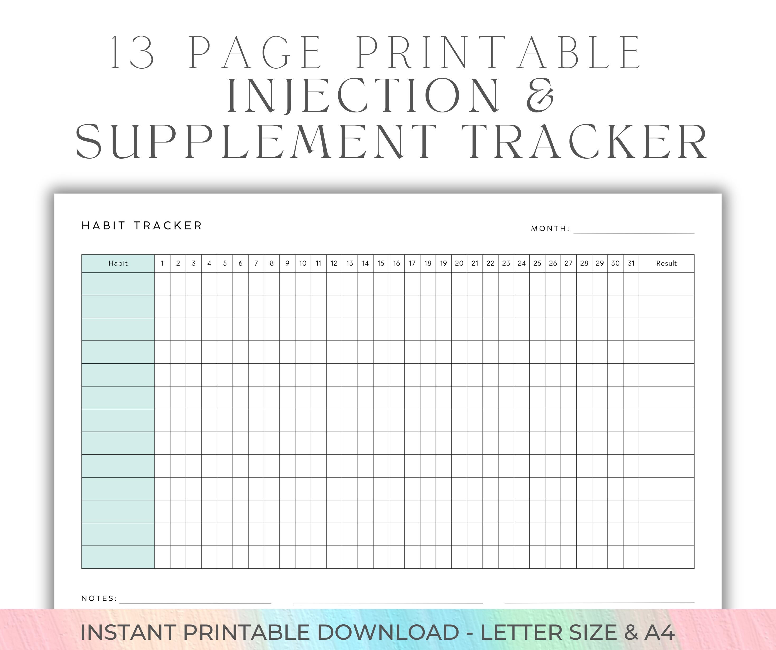 Injection Tracker Supplement Tacker Tracker Personalized Health ...