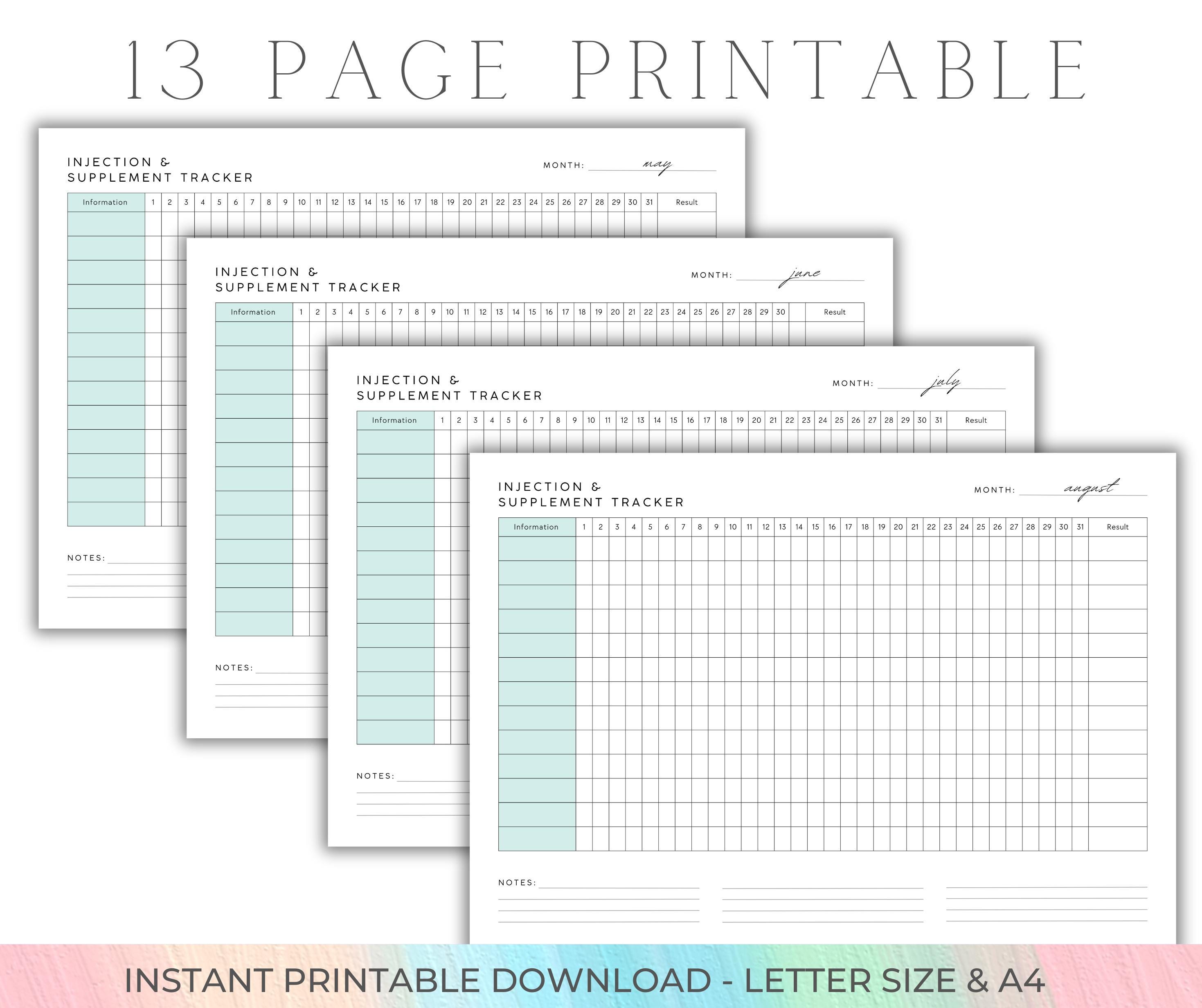 Injection Tracker Supplement Tacker Tracker Personalized Health ...