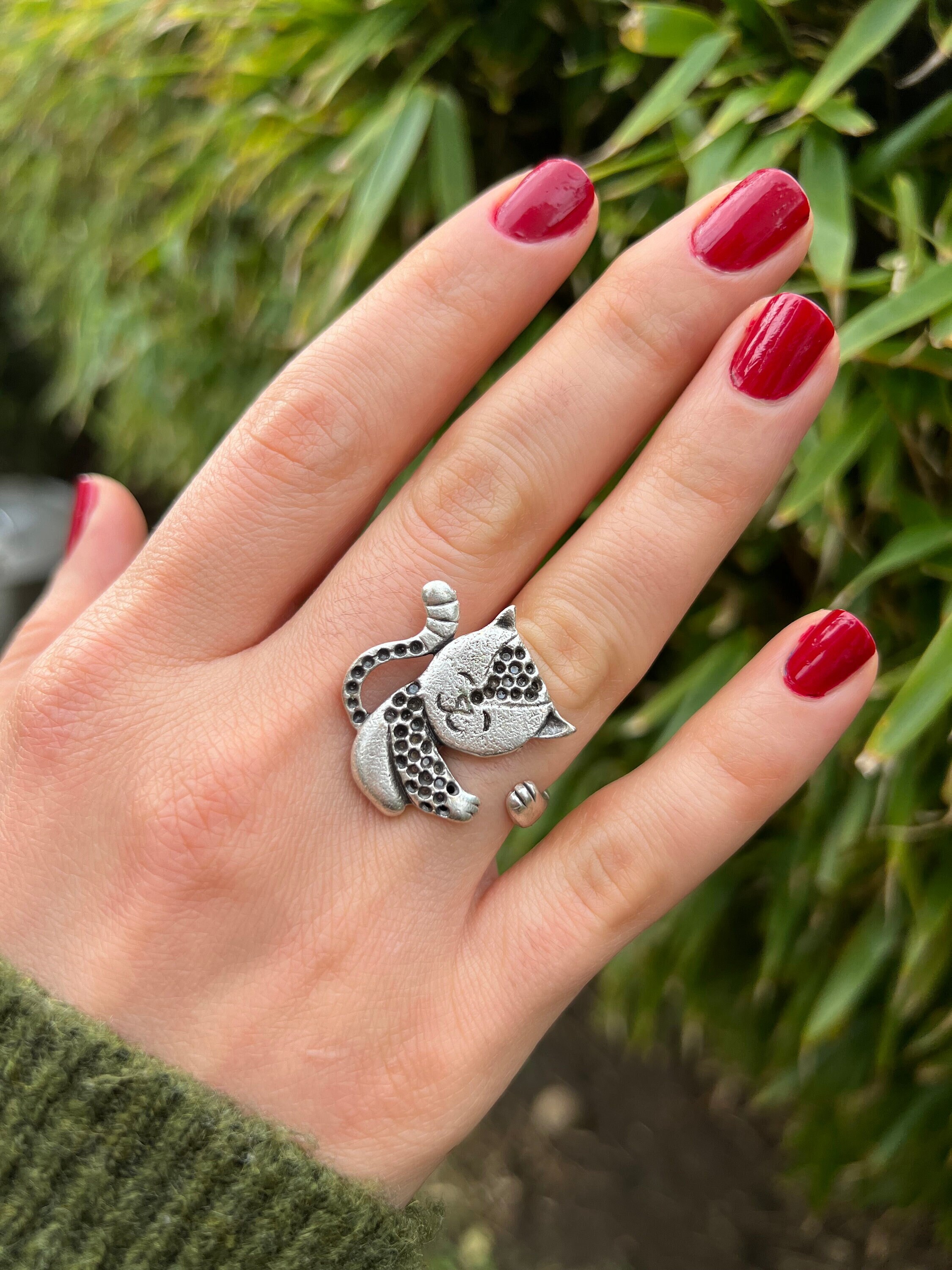 Cat Adjustable Ring, Cat Wrap Ring, Plated Cat Ring, Gifts for Cat ...