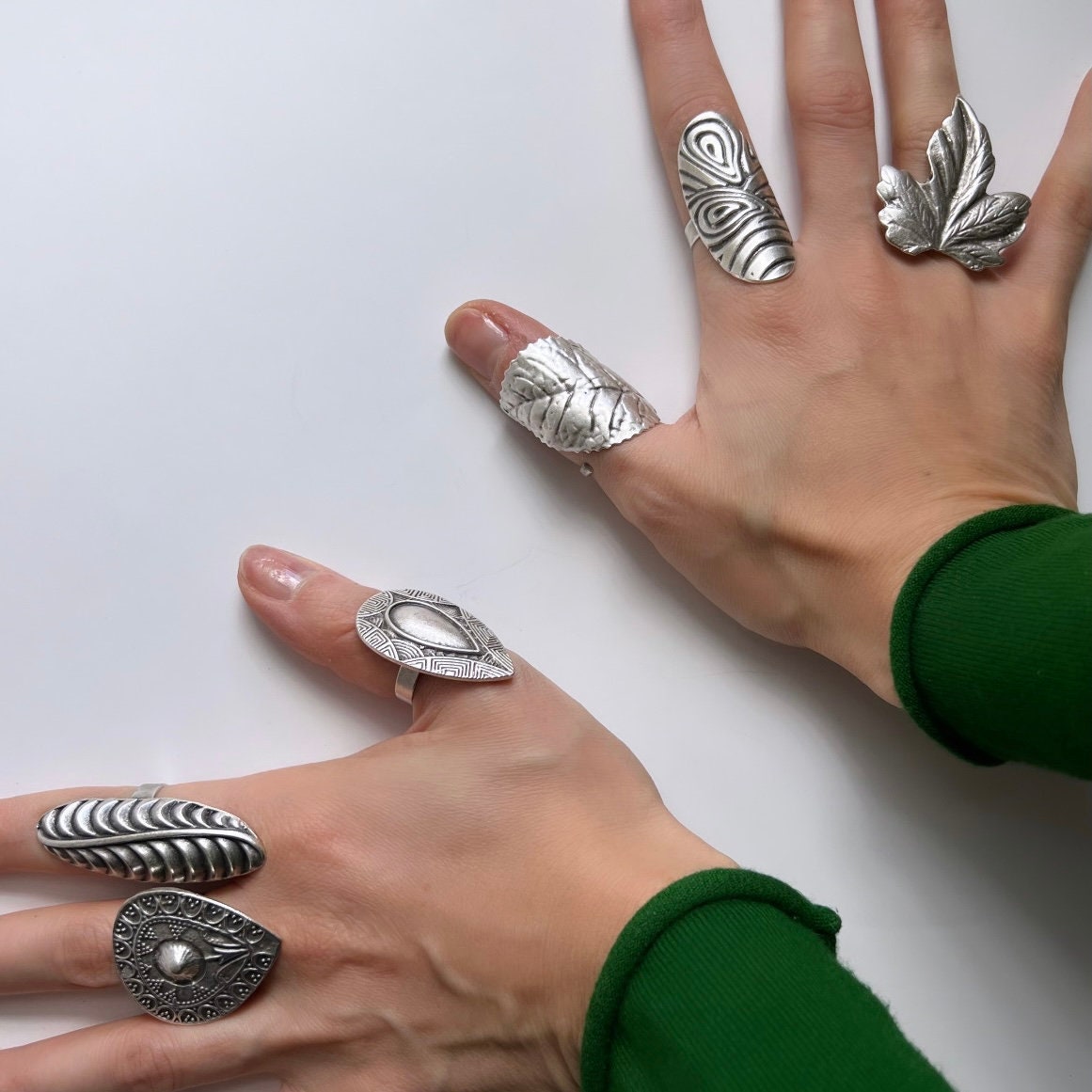 Boho Silver Wrap Ring • Adjustable Unique Ring • Statement Unique Rings ...