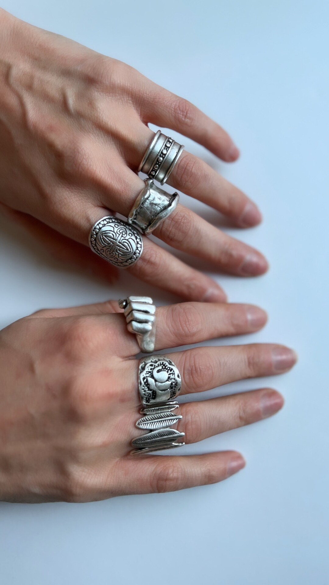 Boho Silver Statement Ring, Antique Hammered Silver Statement Ring ...