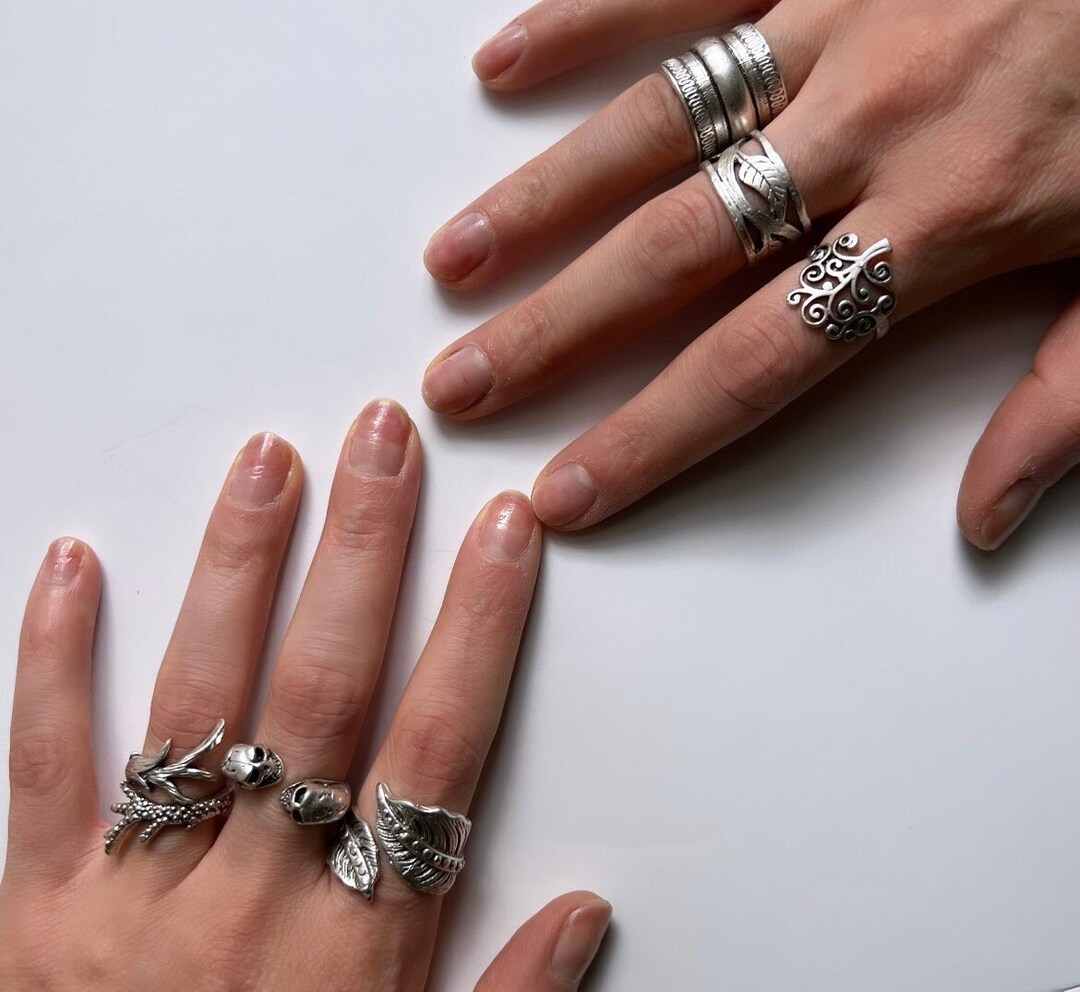 Boho Silver Wrap Ring • Adjustable Unique Ring • Statement Unique Rings ...