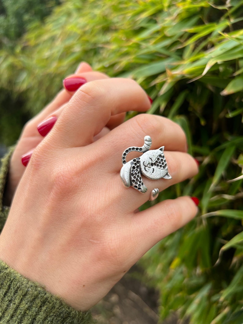 Cat Adjustable Ring, Cat Wrap Ring, Plated Cat Ring, Gifts for Cat ...