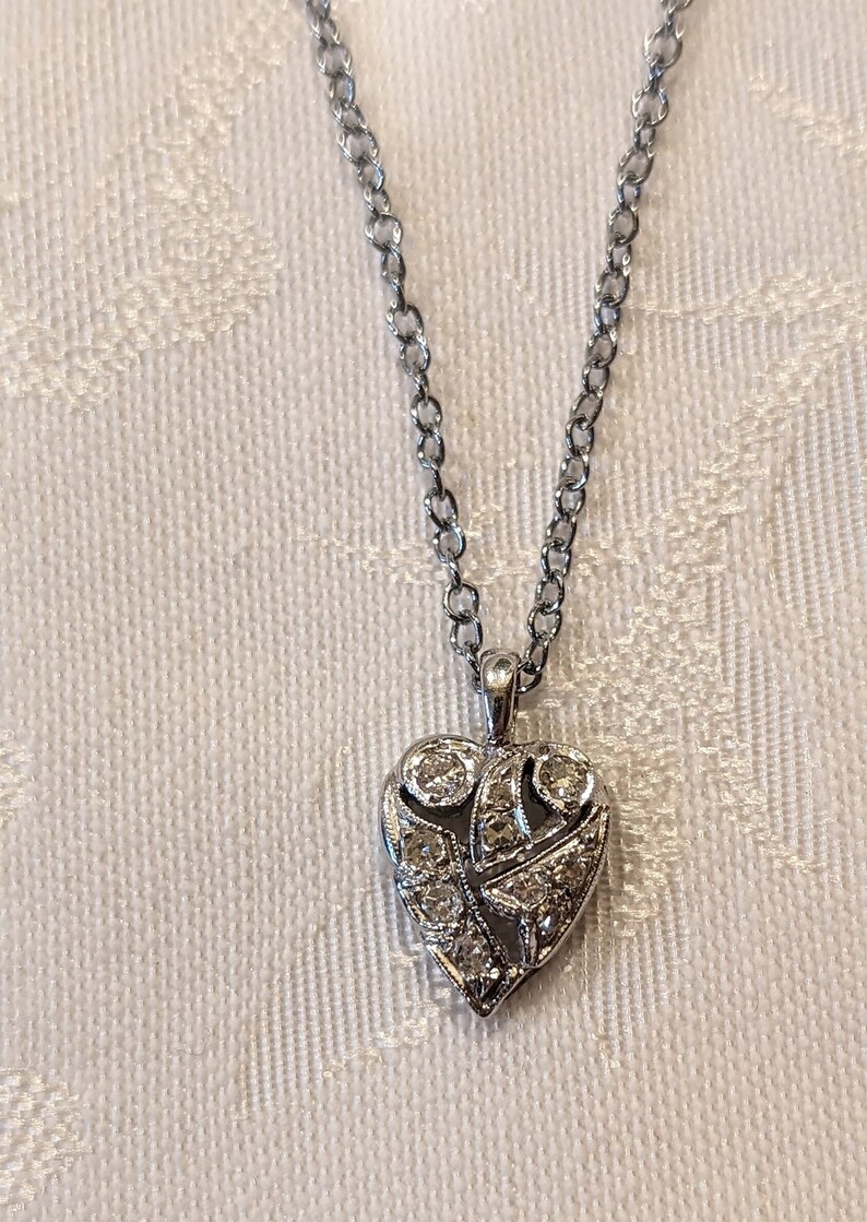 Vintage Rhinestone Heart Necklace With 18-inch Chain - Etsy