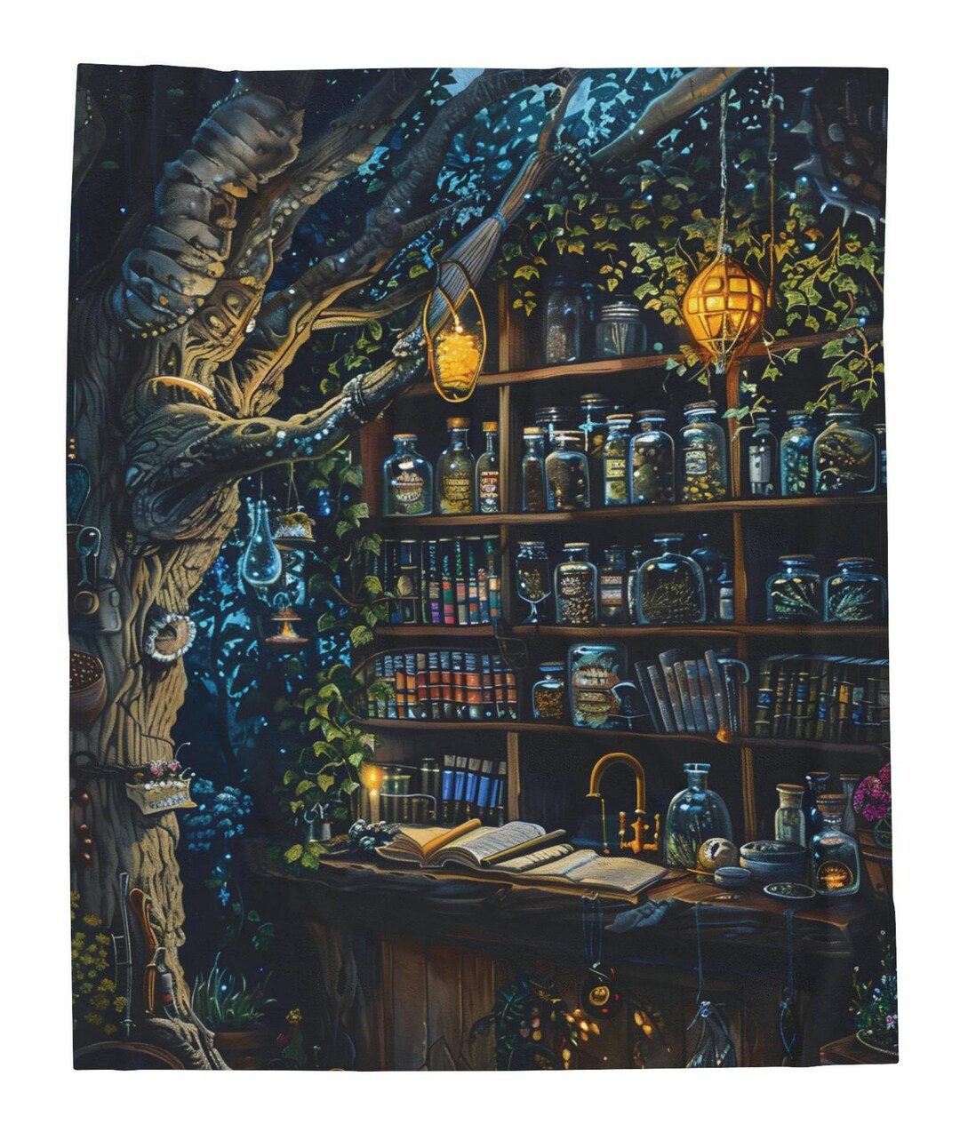 Wiccan Herbal Apothecary Blanket Cottagecore Blanket Herbs and Spices ...