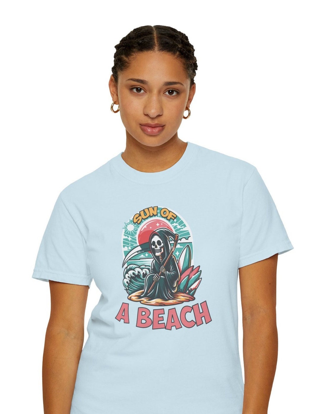Grim Reaper Sun of a Beach Funny Summer Shirt Beach Theme Silly Shirts ...