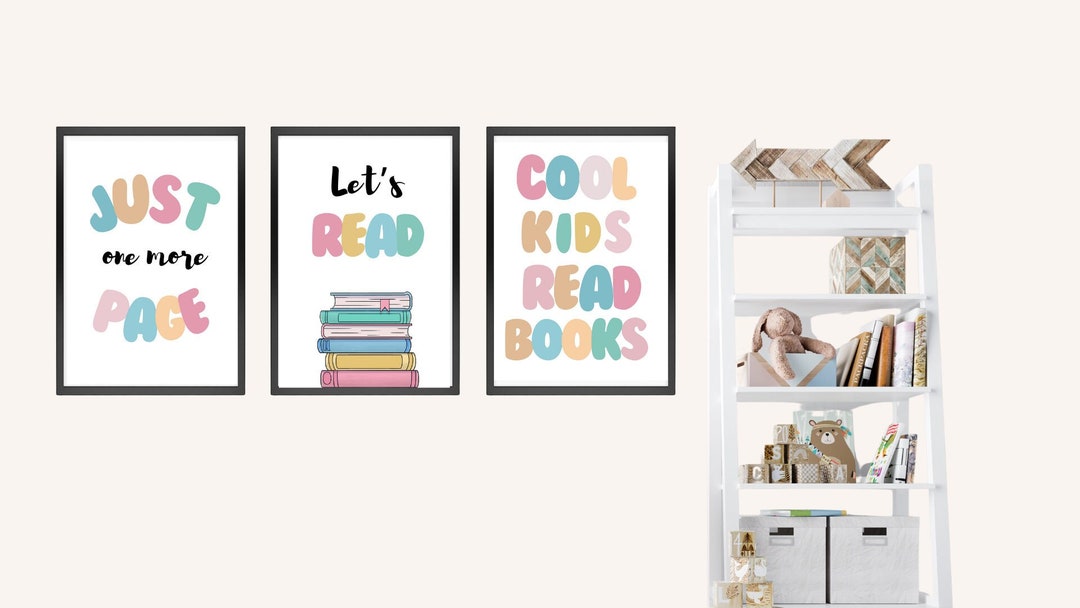 Set of 3 Classroom Posters just One More Page, let's Read, cool Kid ...