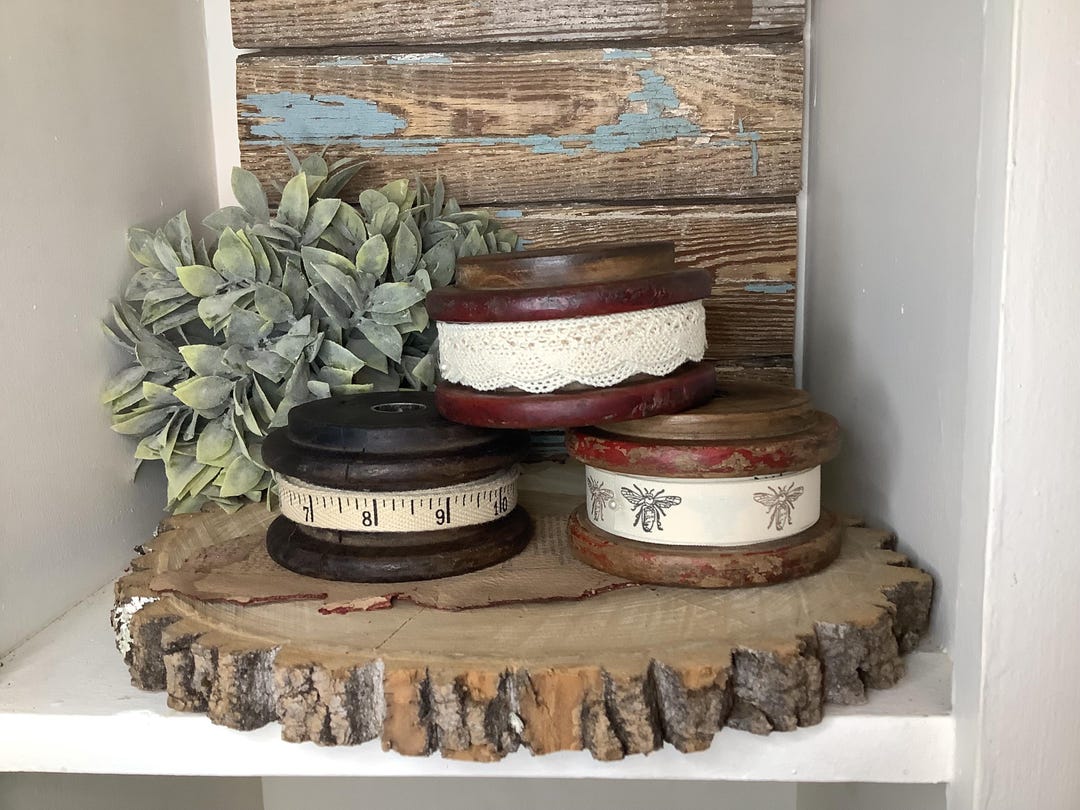 Vintage Textile Mill Spool With Seasonal Ribbon Set of 3 - Etsy