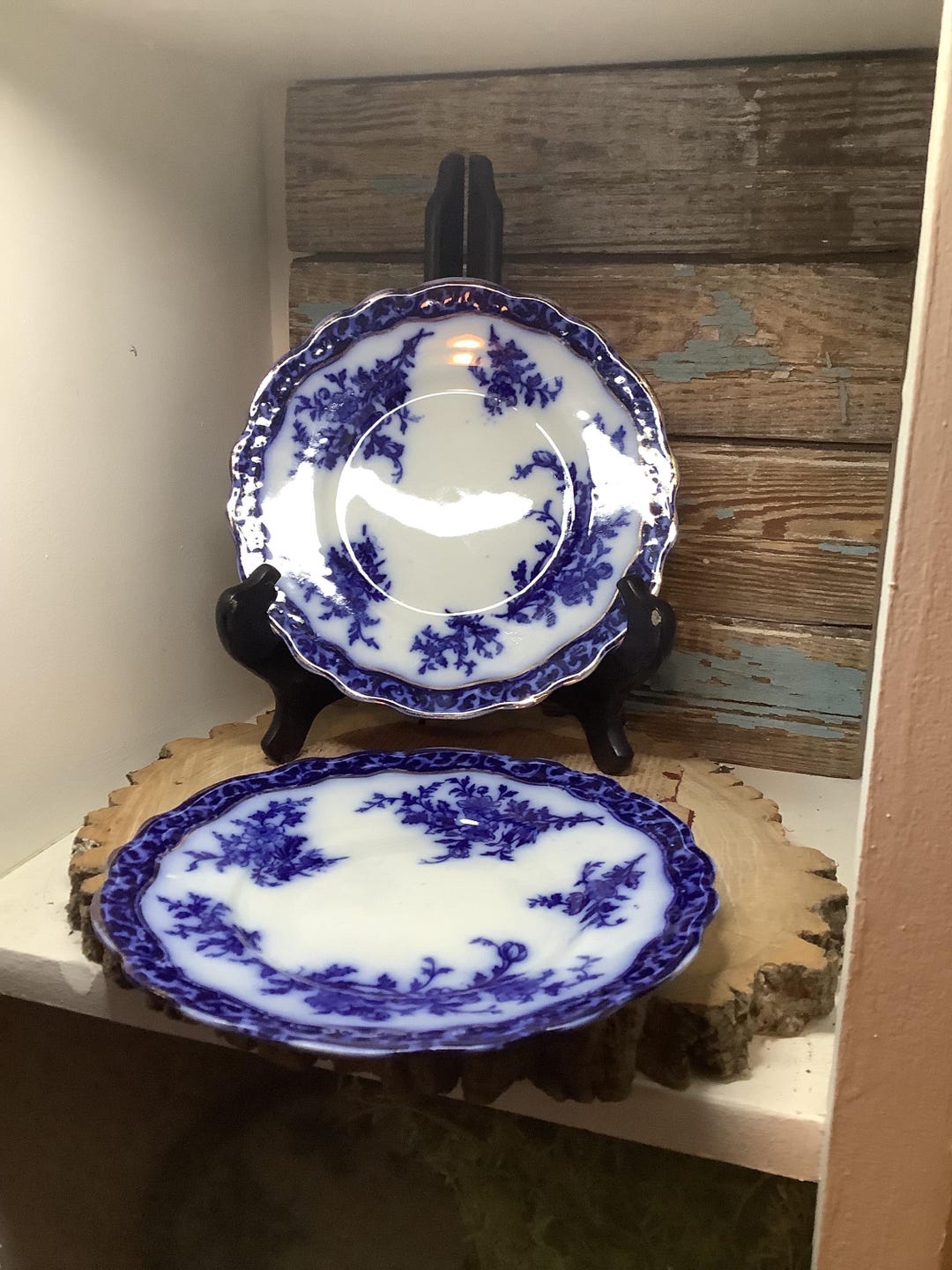 Pair of Flow Blue Salad Plates Stanley Pottery Co. Touraine Pattern ...