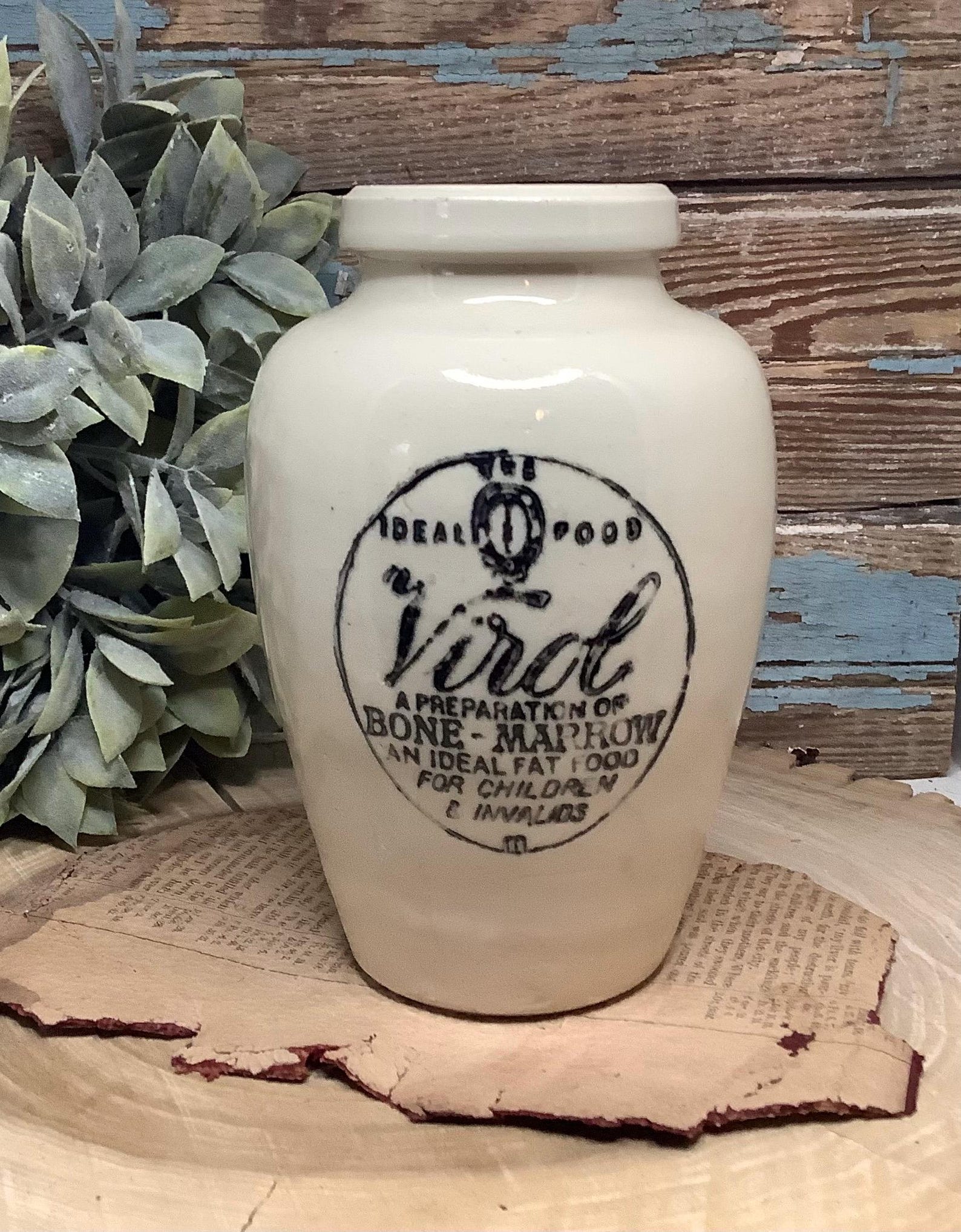 Vintage Large Virol English Advertising Pot English Stoneware English ...