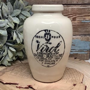 Vintage Large Virol English Advertising Pot English Stoneware English ...