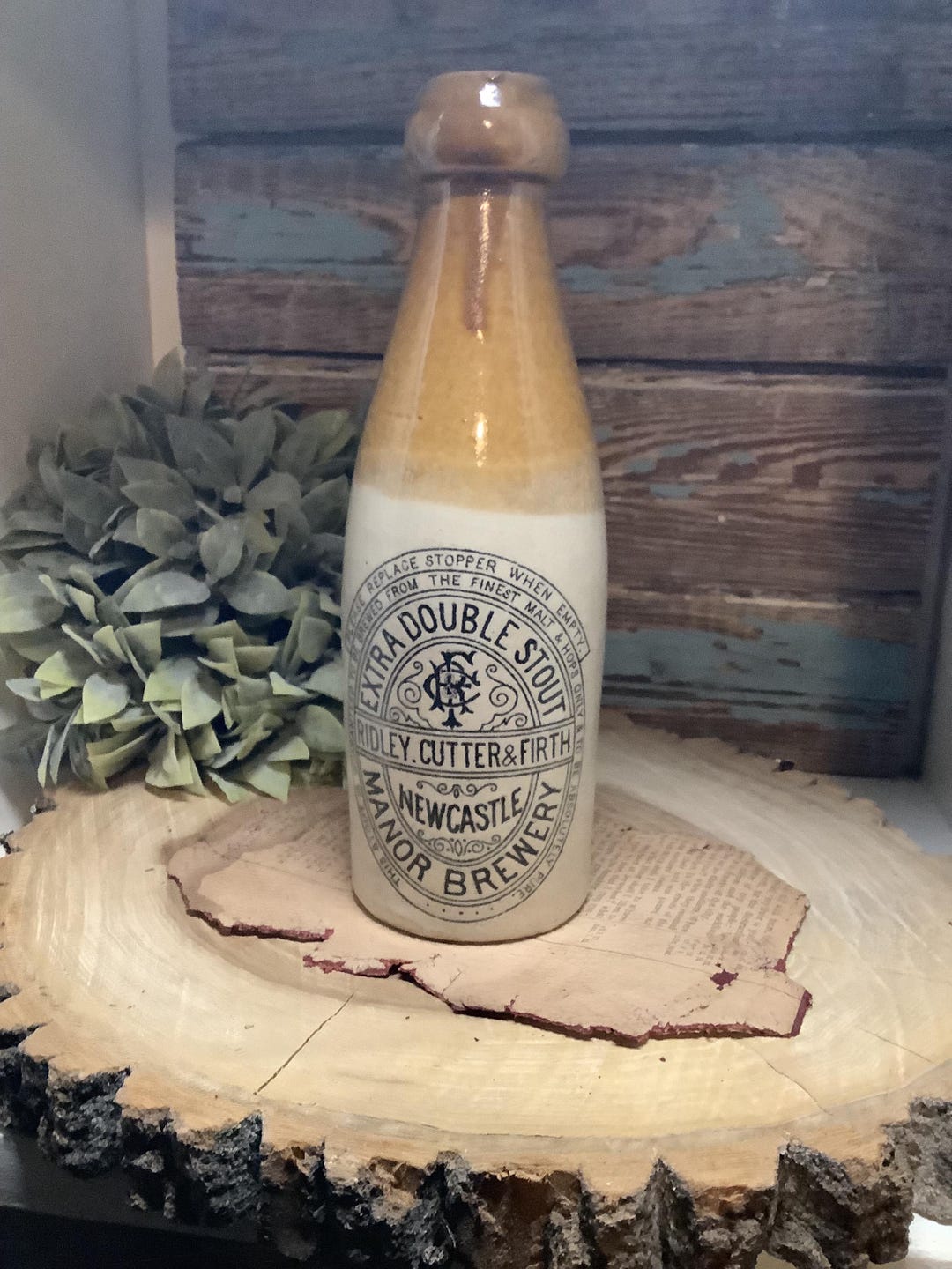 Vintage English Manor Brewery Stout Beer Bottle English Printed ...