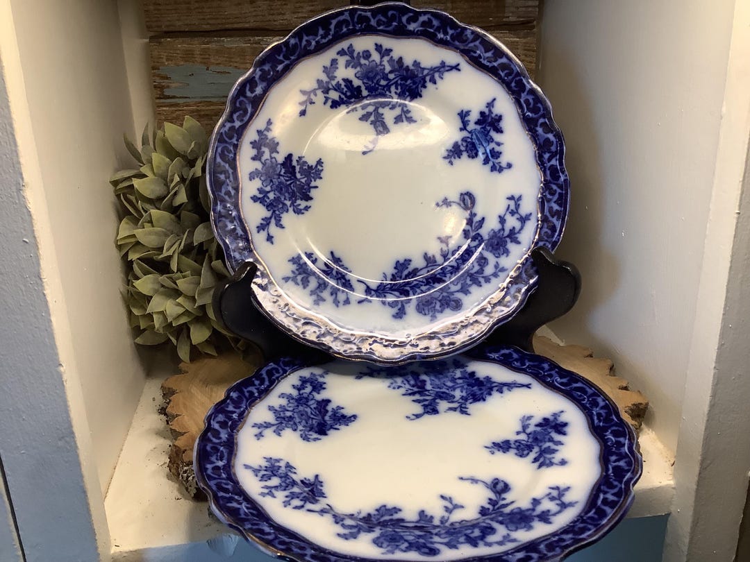 Pair of Flow Blue Luncheon Plates Stanley Pottery Co. Touraine Pattern ...