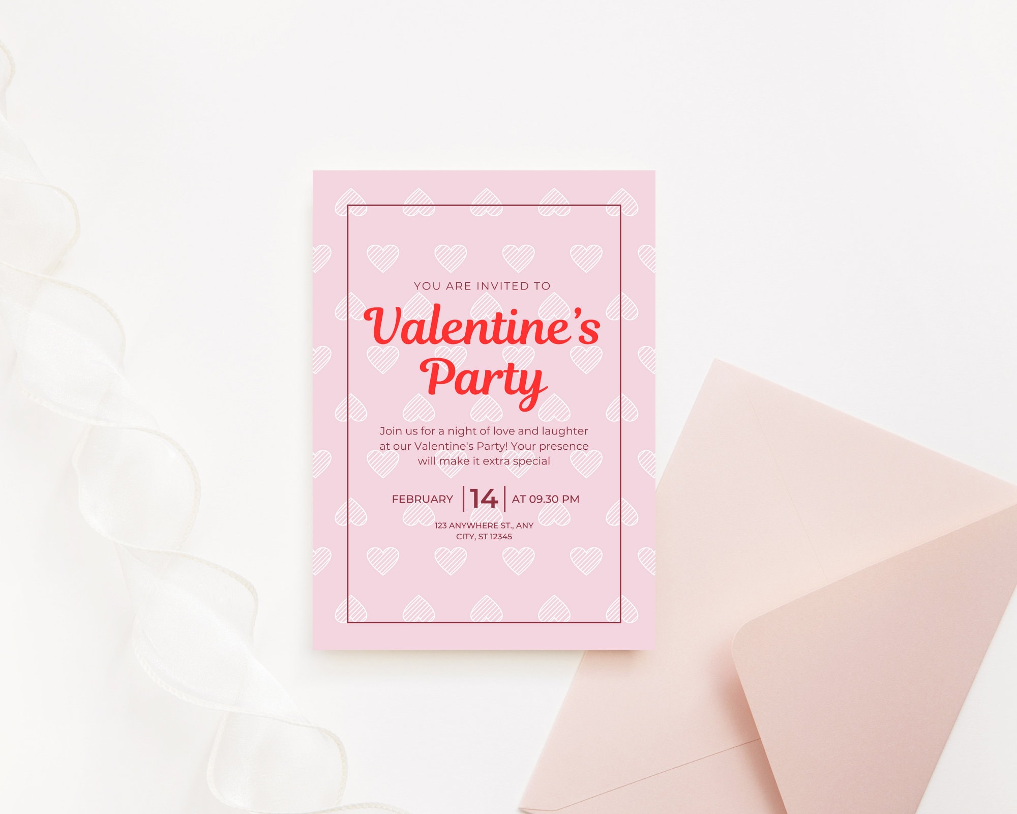 Editable Valentine Day Party Invitation Heart Couple Party Invitation ...