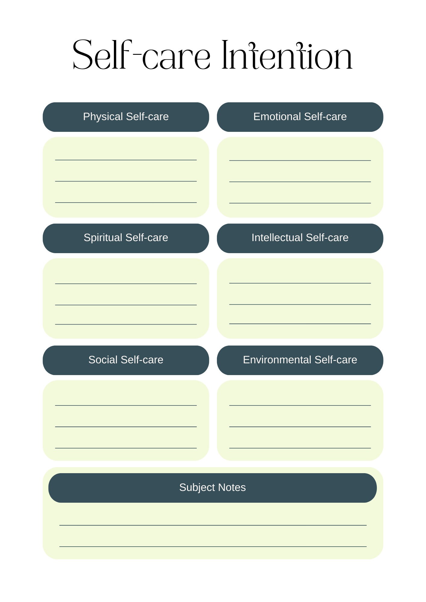 Self-care Planner | Affirmation Template | Self Care Resources ...