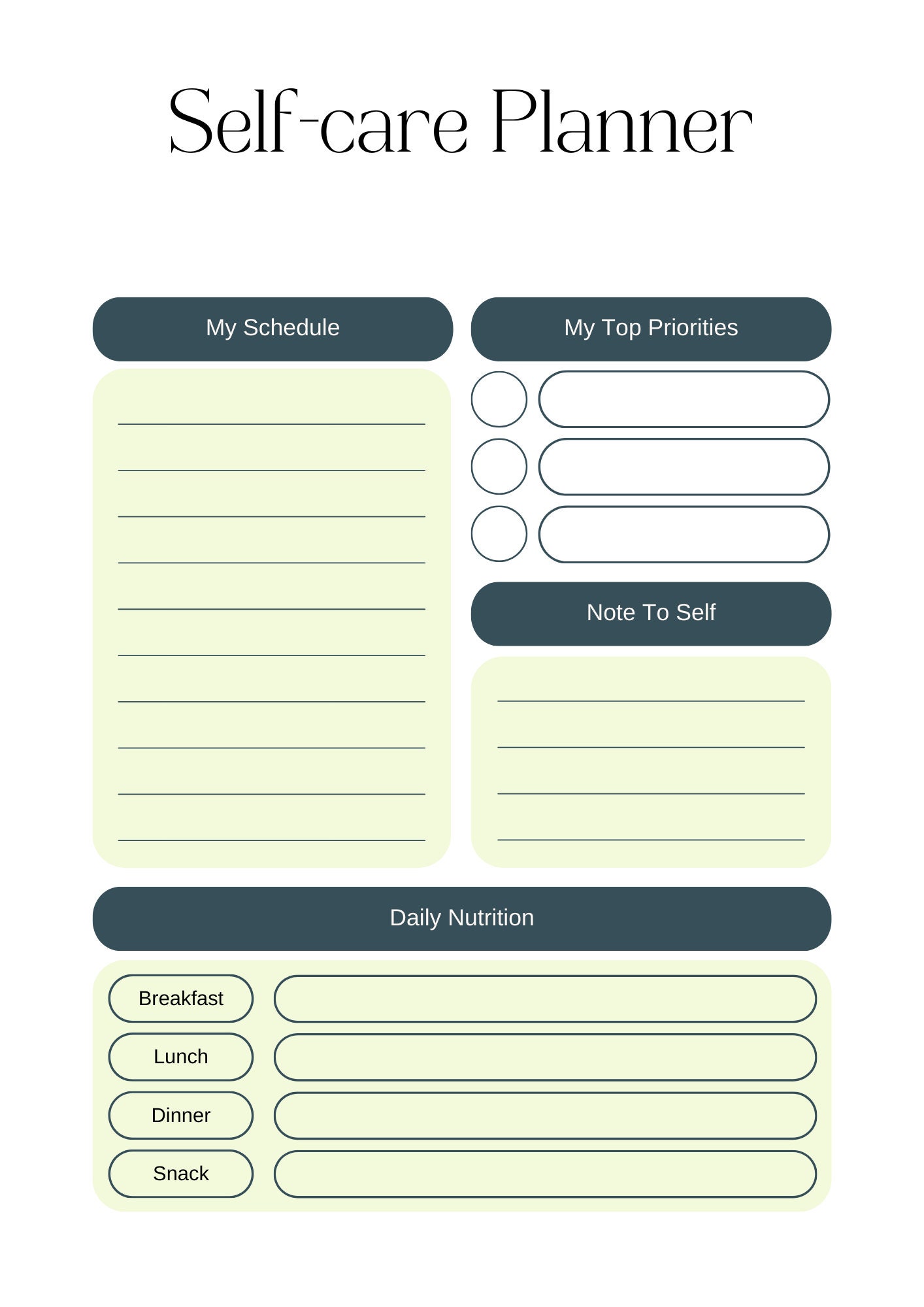 Self-care Planner | Affirmation Template | Self Care Resources ...
