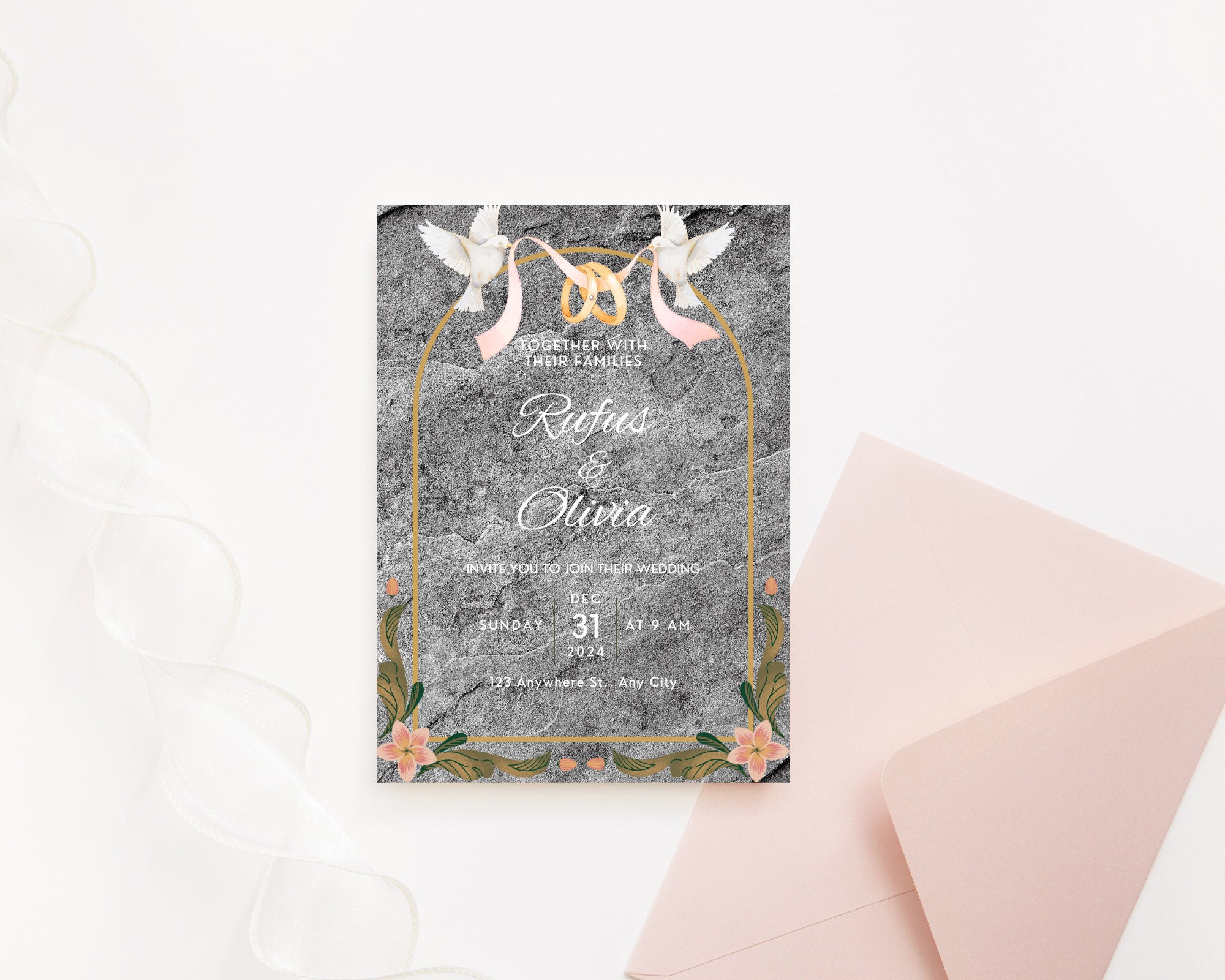 Wedding Invitation Digital Template | Maine Chickadee Wedding Invite ...