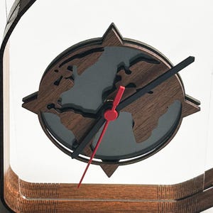 World Clock, Table Clock, Wooden Desk Clock, Minimalist Office Decor ...