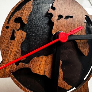 World Clock, Table Clock, Wooden Desk Clock, Minimalist Office Decor ...