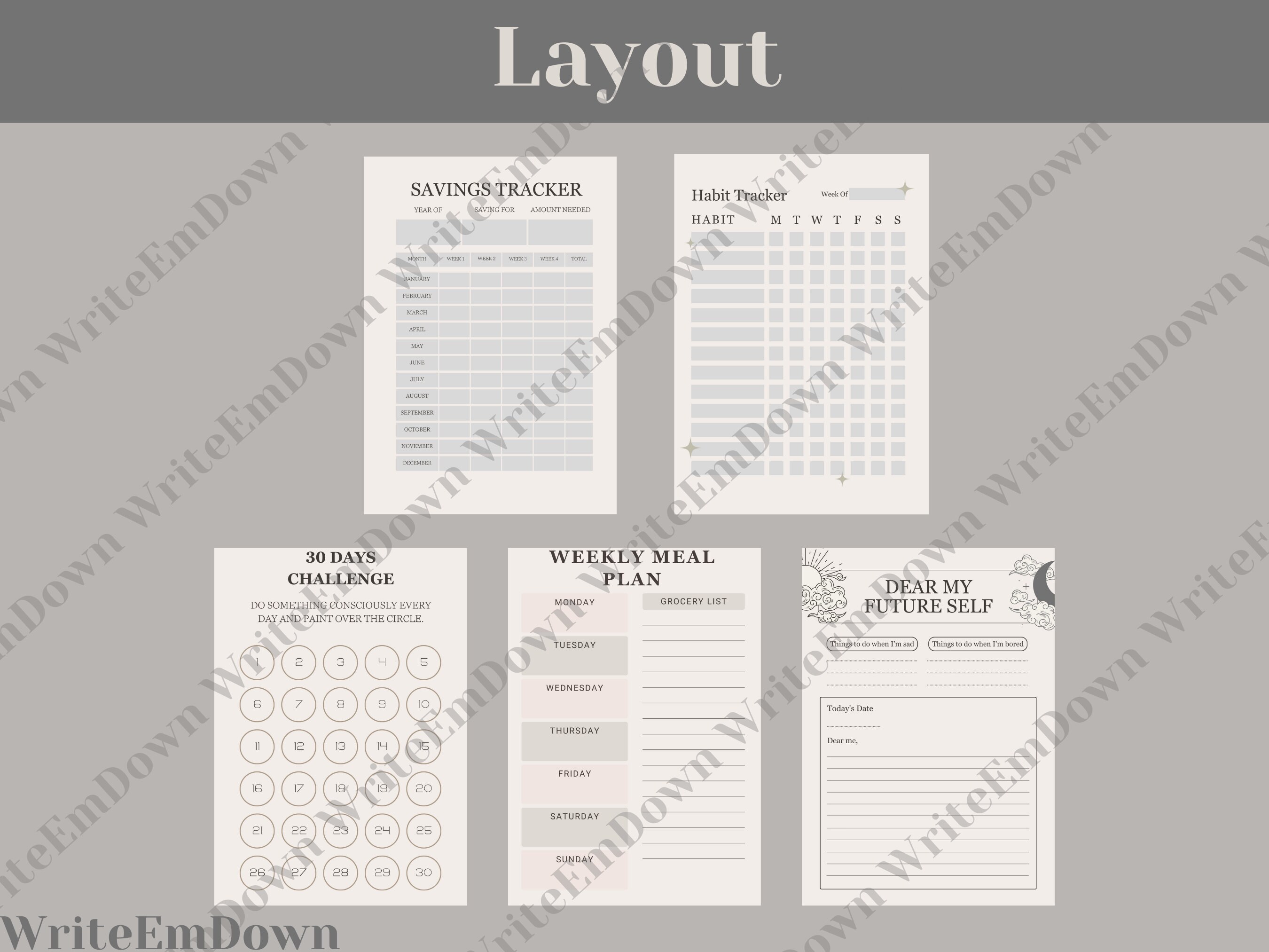 Printable Bullet Journal Bundle Bullet Journal Printables Premade