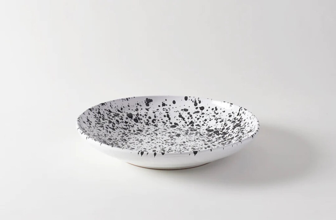Black on White Splatterware 17 Inch Serving Platter - Etsy