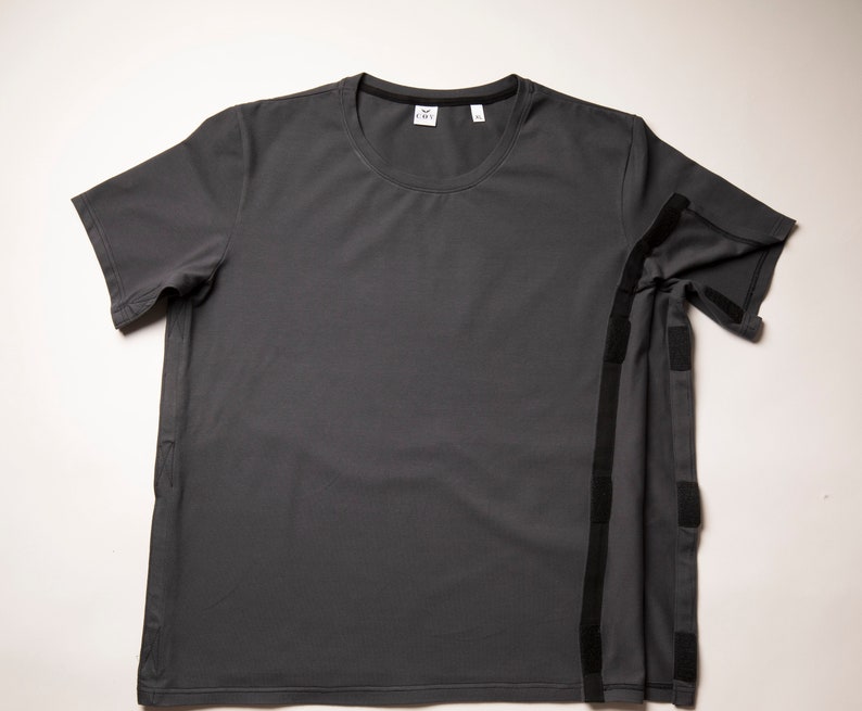 Adaptive Clothing T-shirt Velcro Surgery T-shirt Recovery Wear Men's T ...