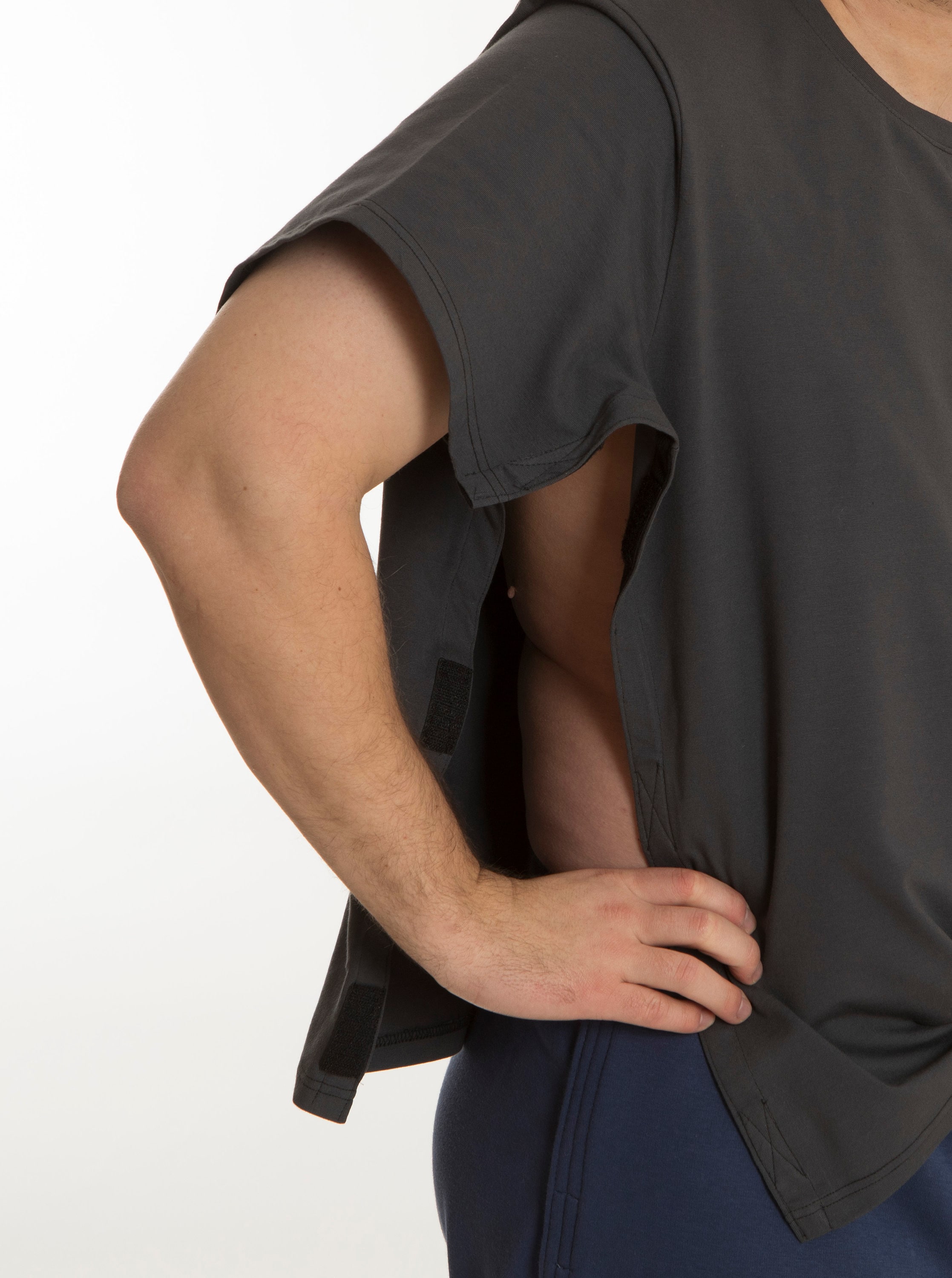 Adaptive Clothing T-shirt Velcro Surgery T-shirt Recovery Wear Men's T ...