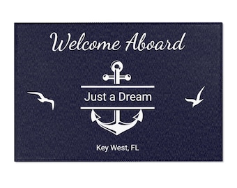 Custom Welcome Aboard Rug for Boat Yacht Beach House Stateroom ...