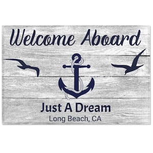 Custom Welcome Aboard Rug for Boat Yacht Beach House Stateroom ...