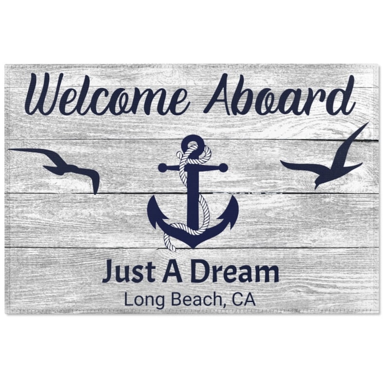 Custom Welcome Aboard Rug for Boat Yacht Beach House Stateroom ...