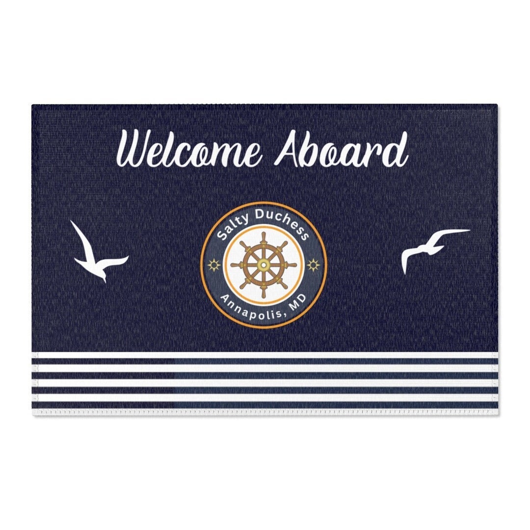 Custom Welcome Aboard Mat, Boat Accessories, Nautical Rug for Yacht ...