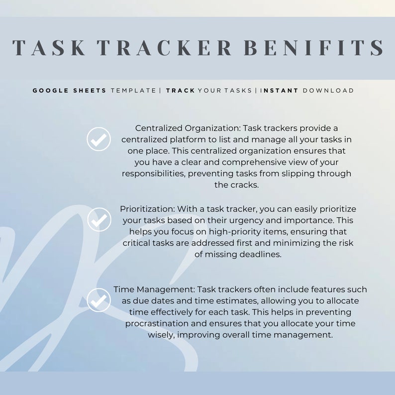Task Tracker Spreadsheet - to Do List - Google Sheets Template - Task ...