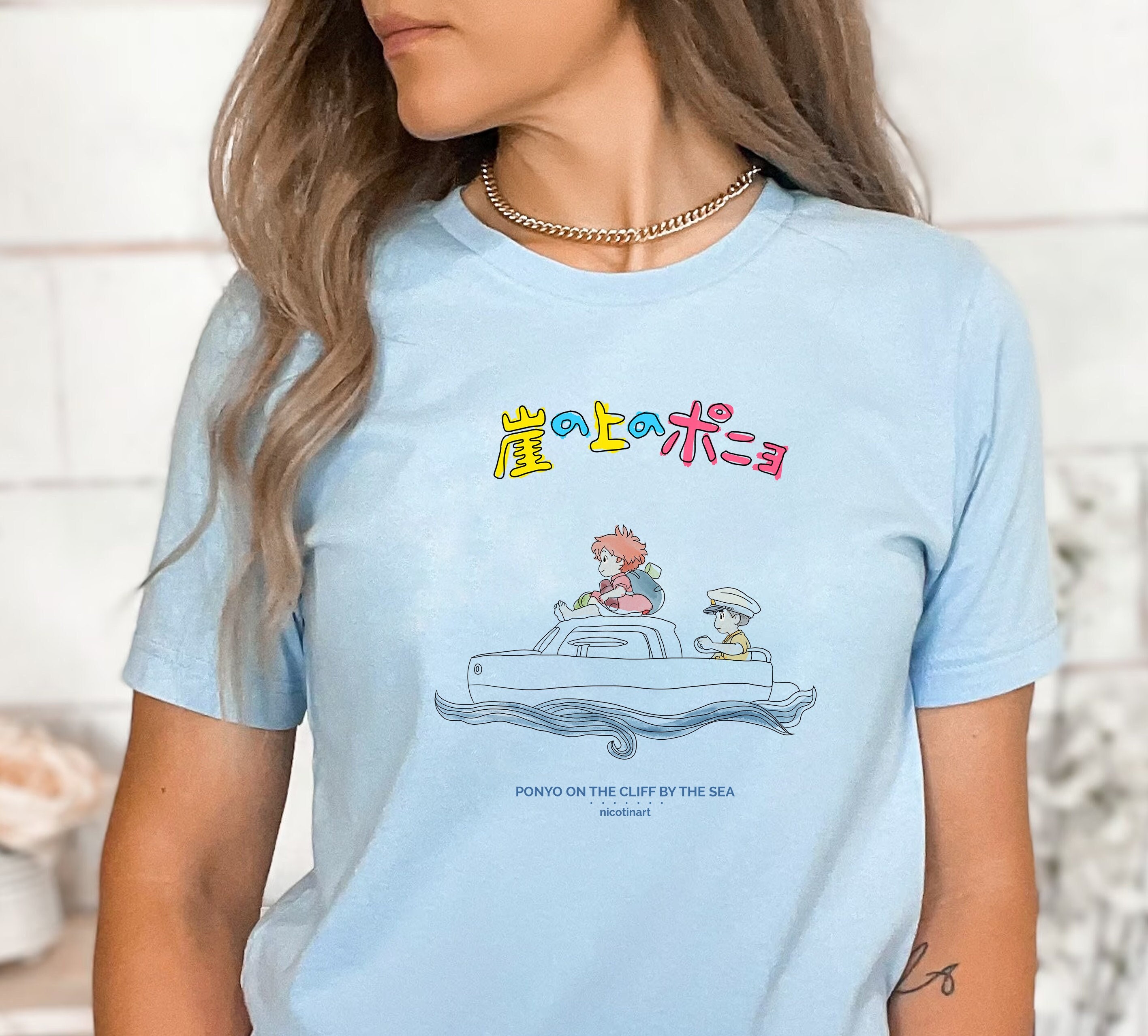Ponyo on the Cliff by the Sea Studio Ghibli Anime Inspired Design Tee ...
