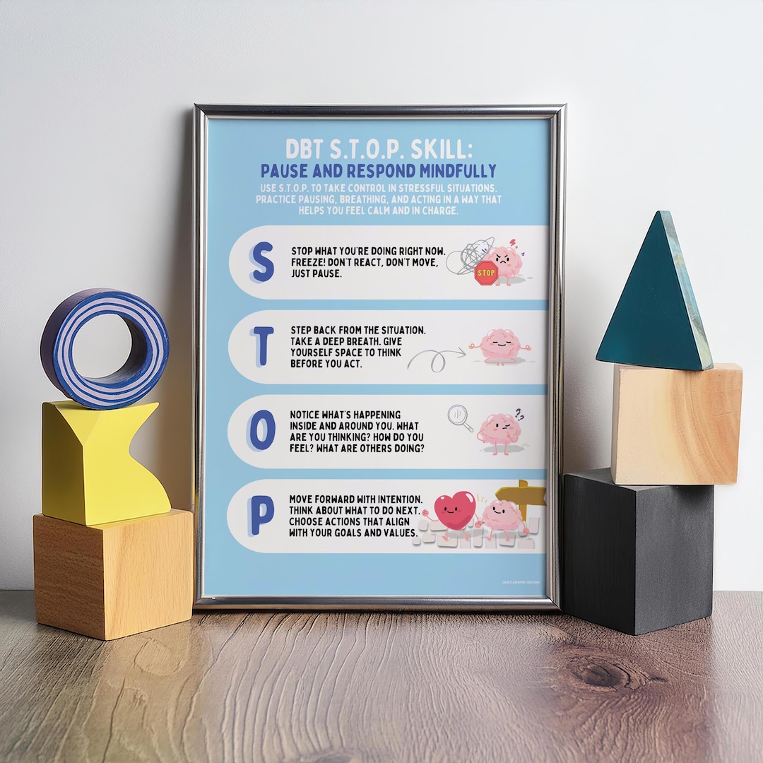 DBT S.T.O.P. Skill Printable Poster | Calm Classroom Tool - Etsy