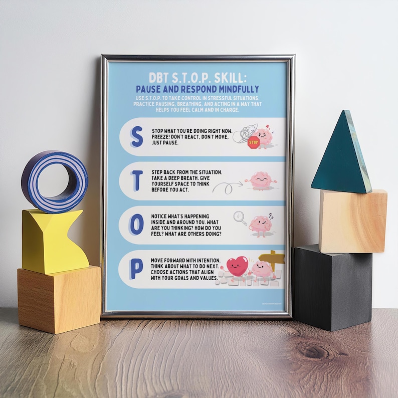 DBT S.T.O.P. Skill Printable Poster | Calm Classroom Tool - Etsy