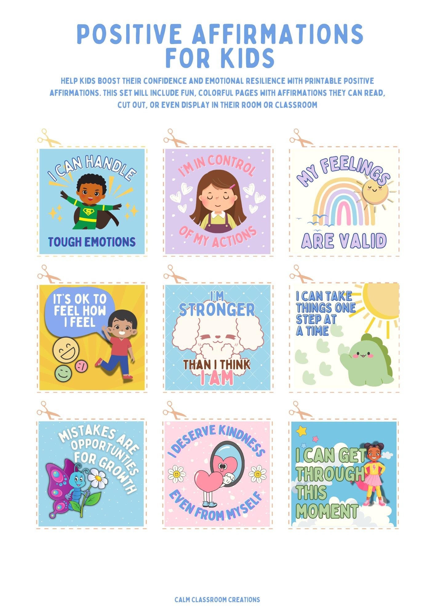 Positive Affirmation Cards for Kids | Mindfulness & SEL Printable - Etsy