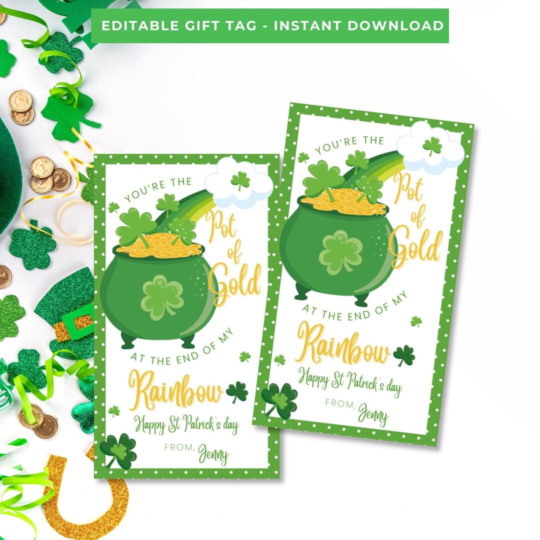 Editable St Patrick's Day Gift Tag, Printable St Patrick's Day Tag ...