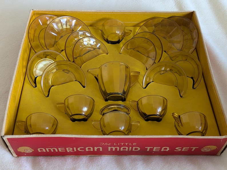 AKRO Agate 1930's Glass Tea Set- Complete Set With Box! - Etsy
