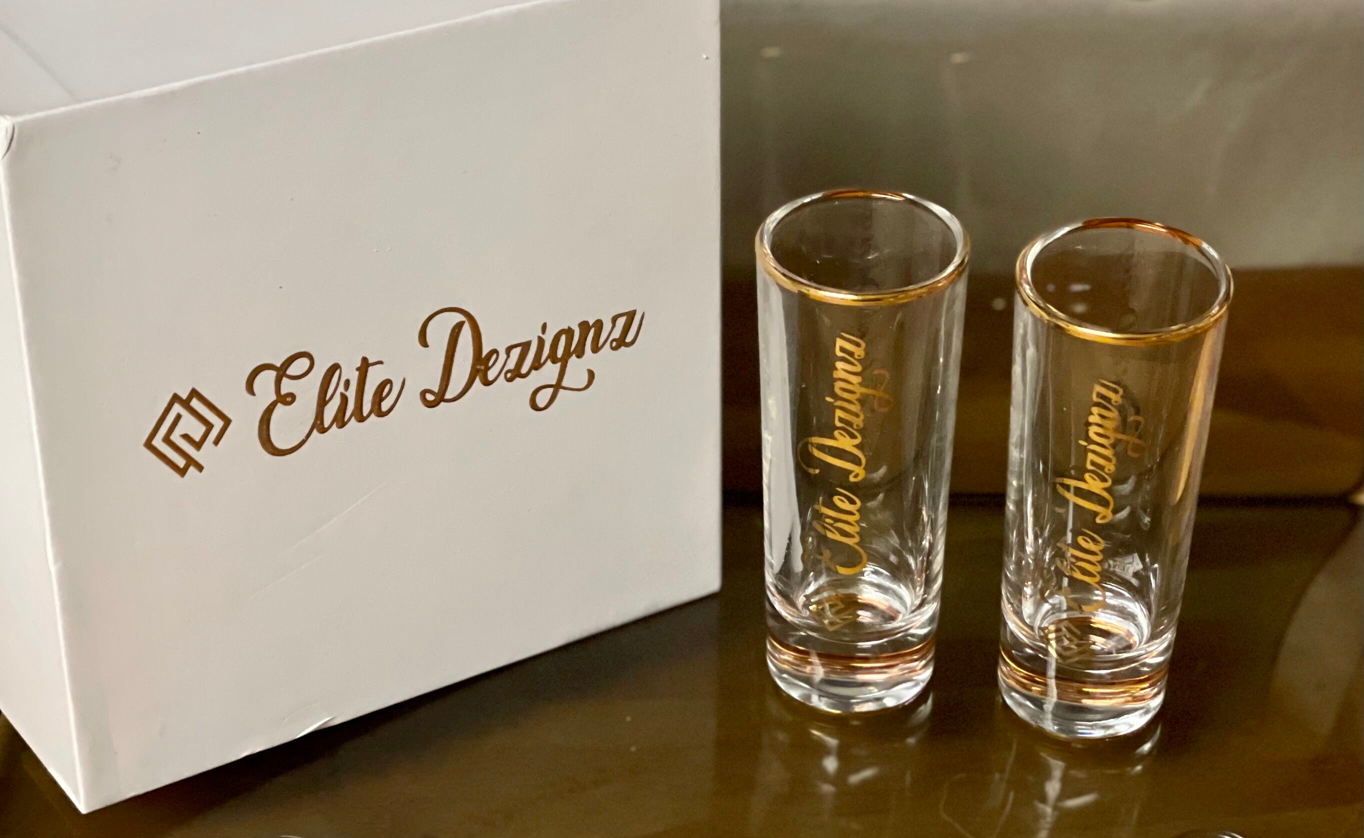 Shot Glass Gold Trim Signature Set by Elite Dezignz - Etsy